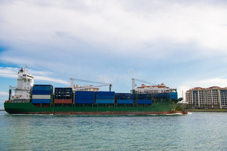 Container Ship. Cargo Ship with Container. Freight Container Loaded on ...