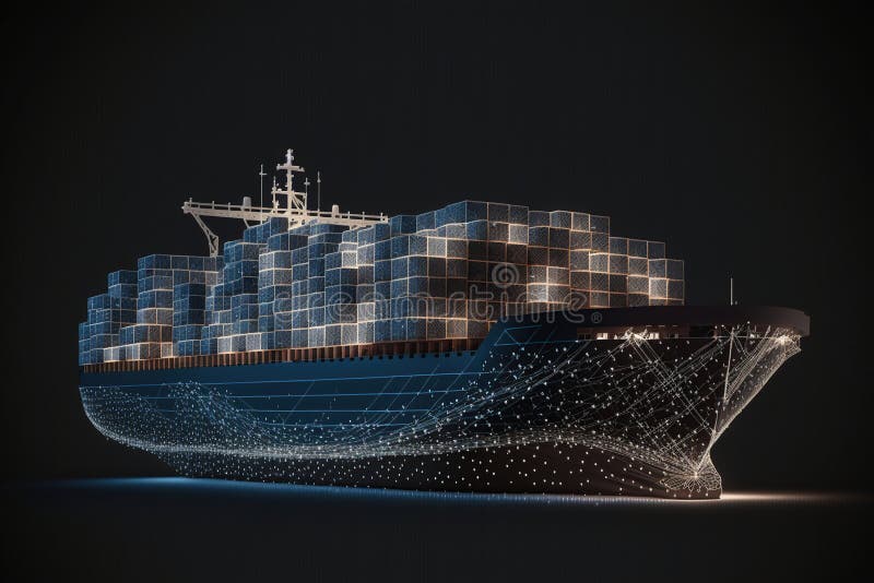 Container Ship, Cargo Ship in a Futuristic Polygonal Style with a ...