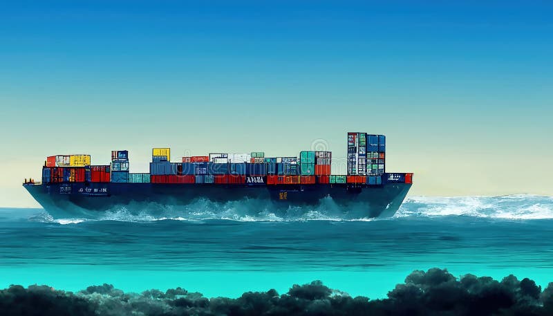 Container Ship, Cargo Ship, Shipping Container, Anime Style ...