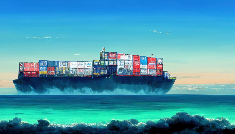 Container Ship, Cargo Ship, Shipping Container, Anime Style ...