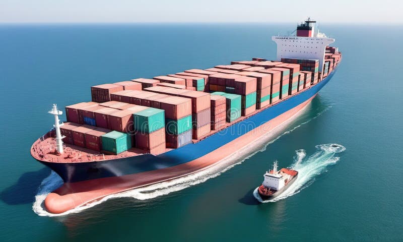 Container Ship. Cargo Shipping Container in Open Sea. Generative AI ...