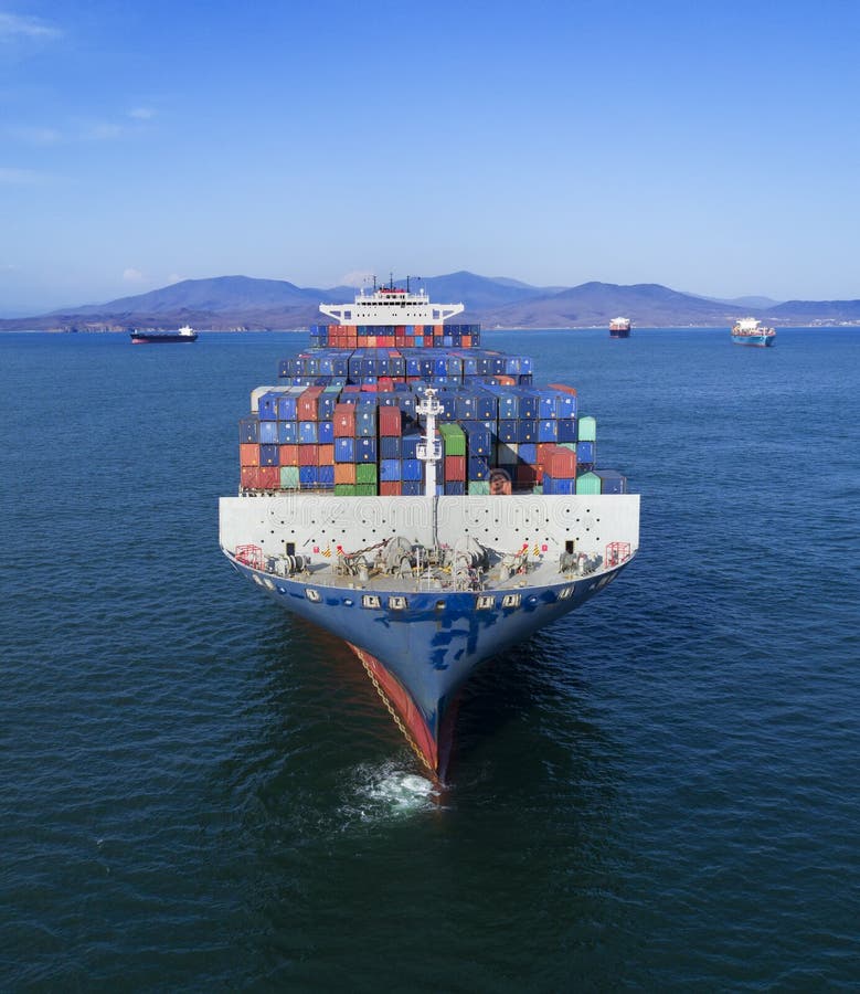 Container ship on terminal stock image. Image of vessel - 12522683