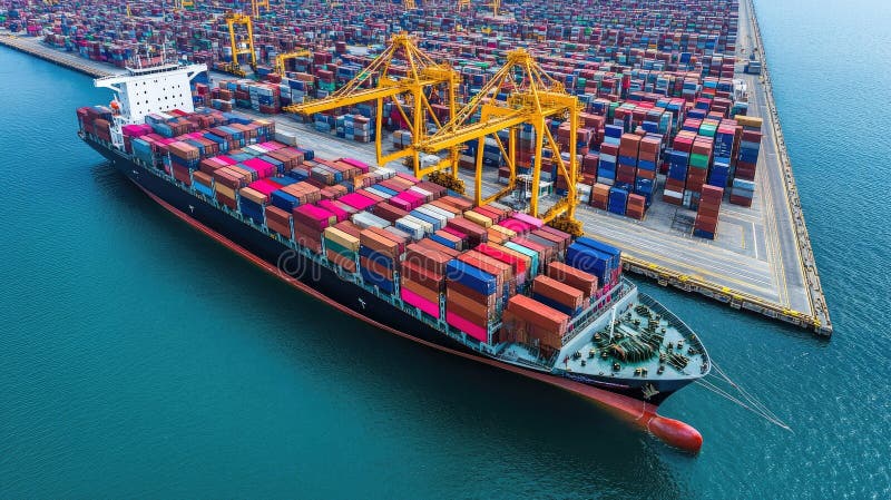 Container Ship Carrying Container Boxes Import Export Dock. Ai ...