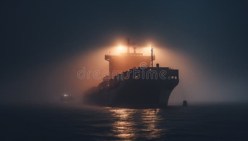 Container Ship Carrying Cargo at Sunrise Generated by AI Stock Image ...