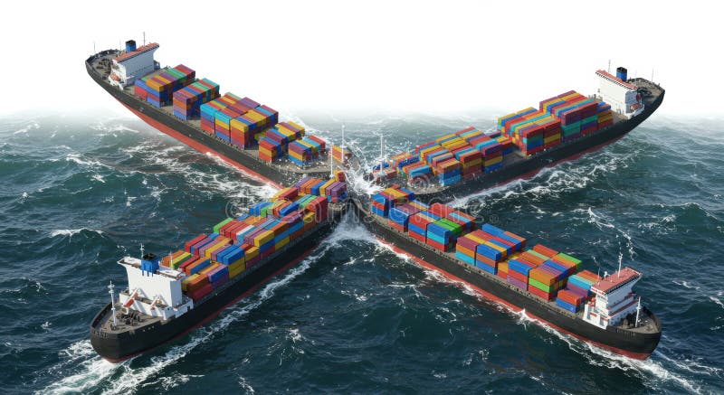 Container Ship Collision stock illustration. Illustration of maritime ...