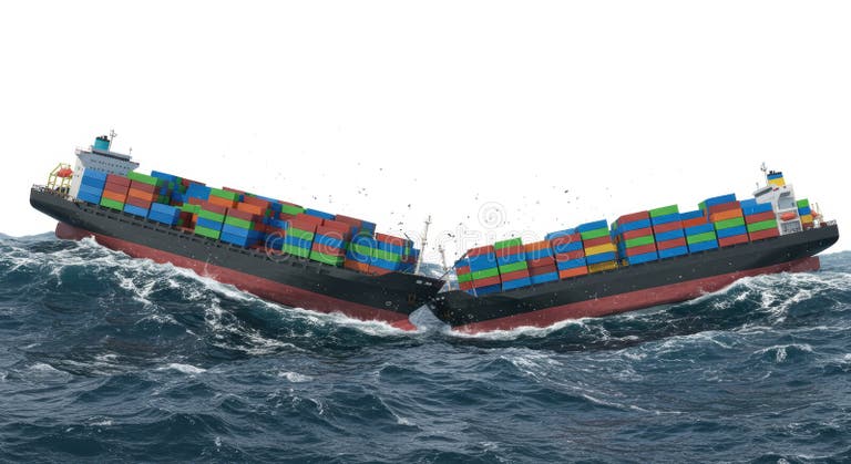 Container Ship Collision stock illustration. Illustration of vehicle ...