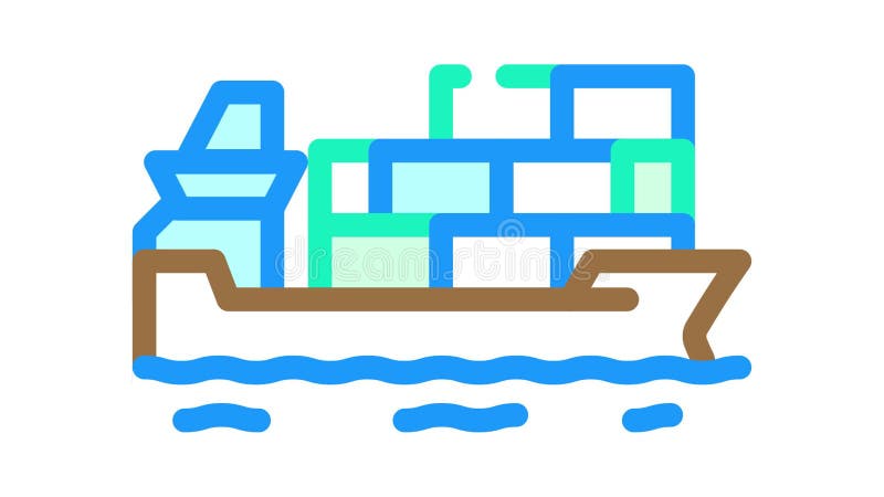 Container Ship Color Icon Animation Stock Video - Video of scales ...