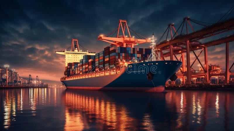 Container Ship stock illustration. Illustration of port - 281164158