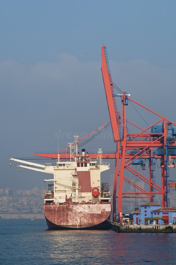 Container Ship and Cranes stock image. Image of container - 22410913