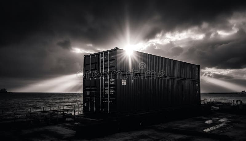 Container Ship Delivering Cargo at Sunset on Water Generated by AI ...