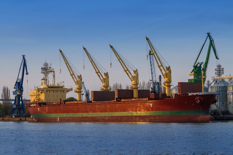 Container Ship on dock stock image. Image of boat, heavy - 47476517