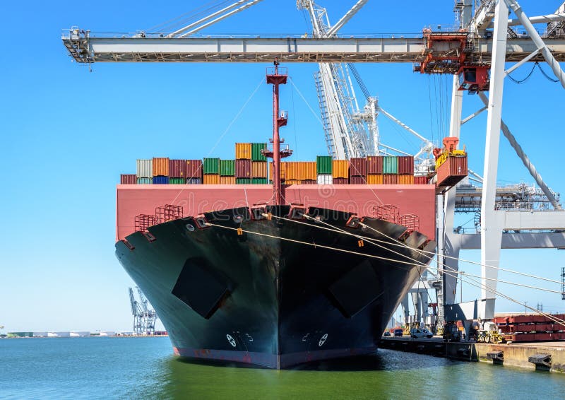A Container Ship at the Dock Stock Photo - Image of cargo, panamax ...