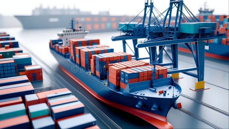 Container Cargo Ship at Trading Harbor Import Export Logistic Shipment ...