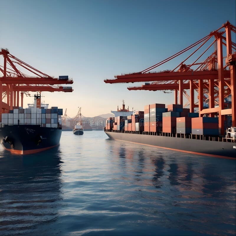 Container Cargo Ship at Trading Harbor Port Import Export Logistic ...