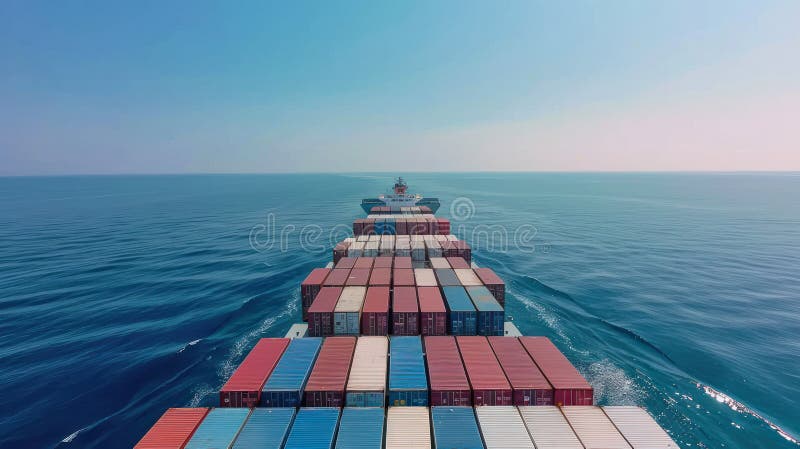 Container Ship Driving through the Ocean Stock Image - Image of cargo ...