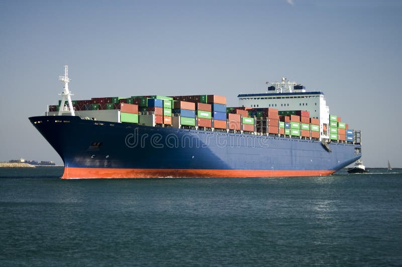 Container Ship Enters Harbor Stock Image - Image of commerce, cargo ...