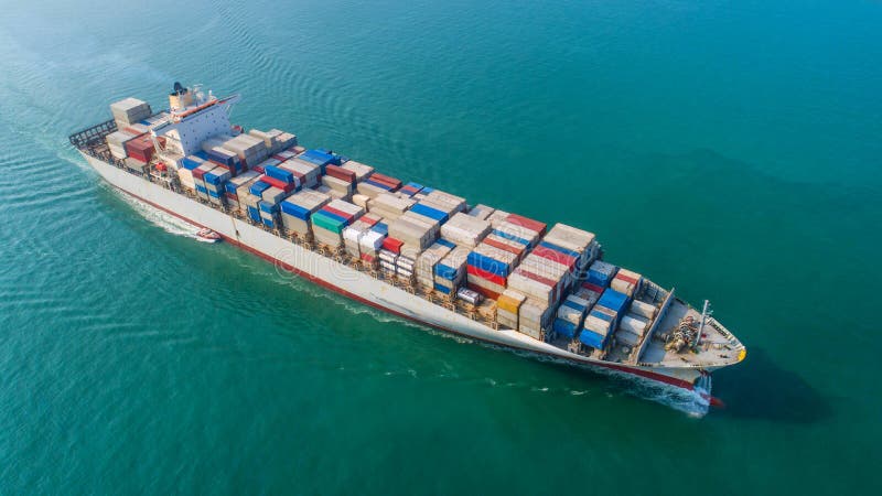 Container Ship in Export and Import Business and Logistics. Ship Stock ...