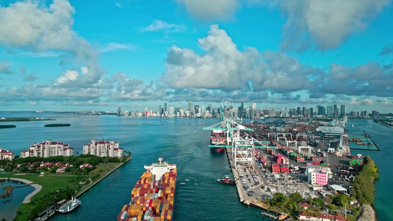 Container Ship. Export and Import. Cargo Business 4k. Shipping ...