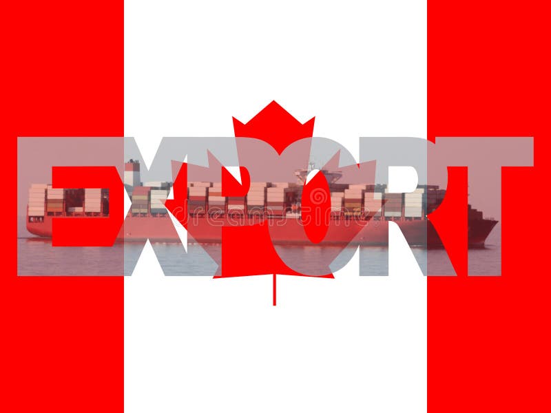 Container Ship with Export Text and Canadian Flag Illustration Stock ...