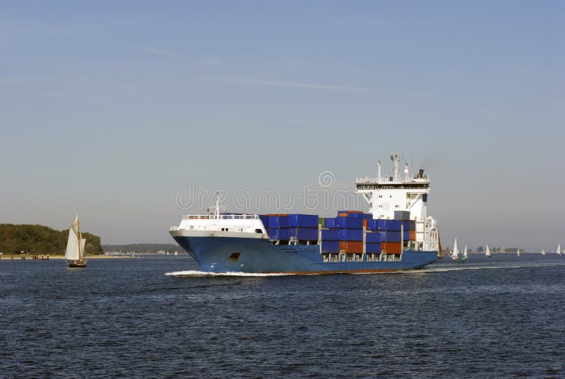 Container Ship at Full Speed Stock Image - Image of sport, industrial ...