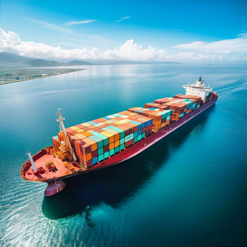 Container Ship Getting To Port. Cargo, Transportation, Supply and ...