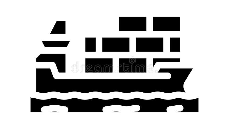 Container Ship Glyph Icon Animation Stock Video - Video of protection ...