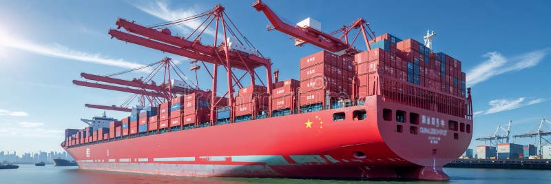 Container Ship Guangzhou Port China Stock Illustration - Illustration ...