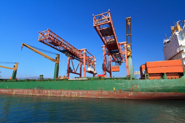 Container ship in harbor stock image. Image of blue, shipping - 22964755