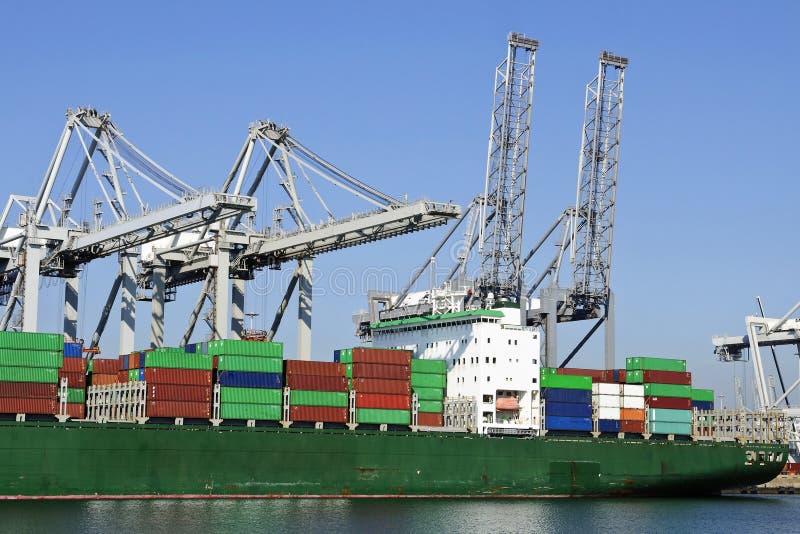 Container ship in harbor stock image. Image of containers - 24657089