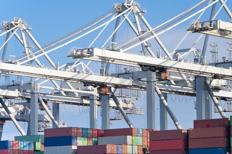 Container ship in harbor stock photo. Image of docked - 27049244