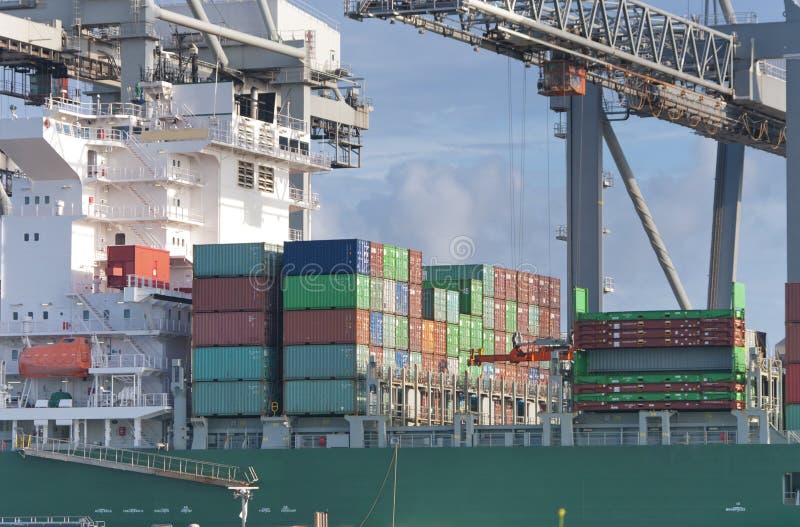 Container ship in harbor stock photo. Image of carrier - 27049282