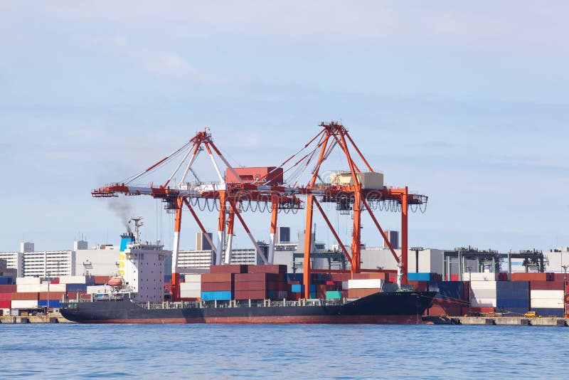 Container Ship in the Harbor Stock Image - Image of giant, means: 32411403