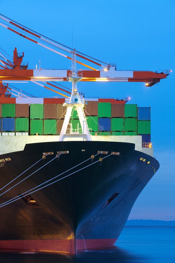Container Ship in the Harbor Stock Photo - Image of crane ...