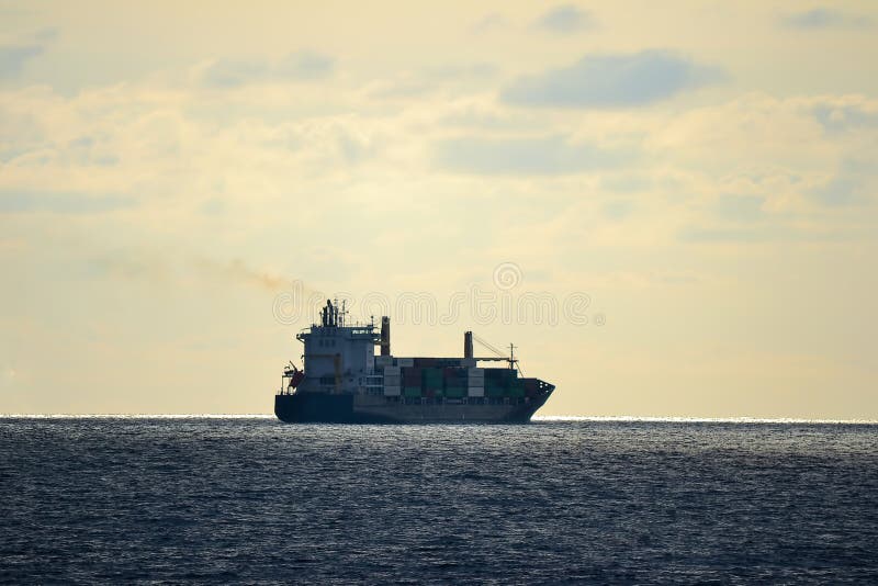 Container Ship on the Horizon Stock Photo - Image of freight ...