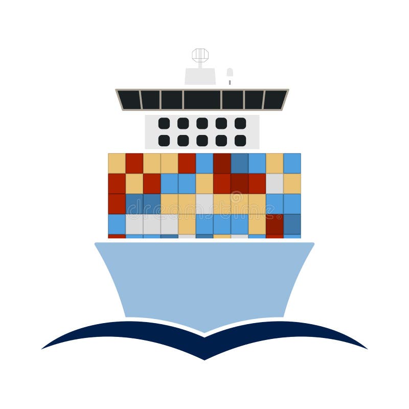 Container Ship Icon Front View Stock Vector - Illustration of shadow ...