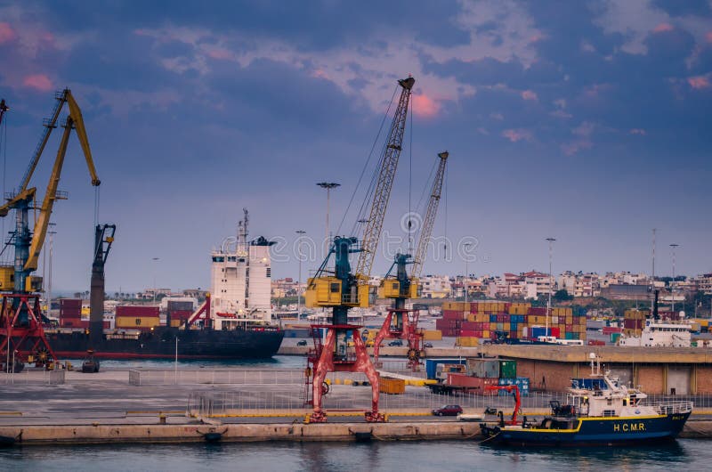 Container, Container Ship in Import and Export and Cranes, Logistics ...