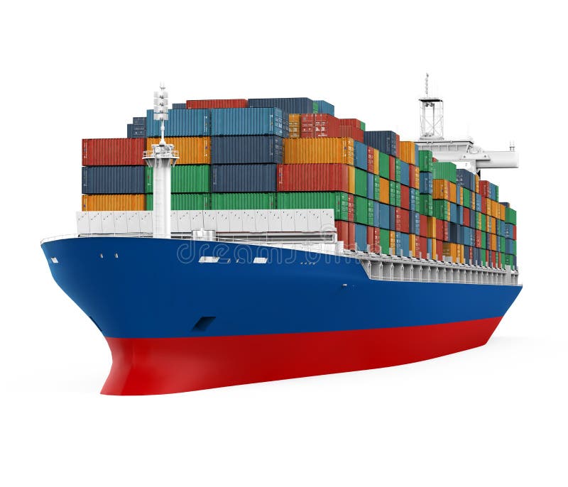 Container Ship Isolated stock illustration. Illustration of industrial ...