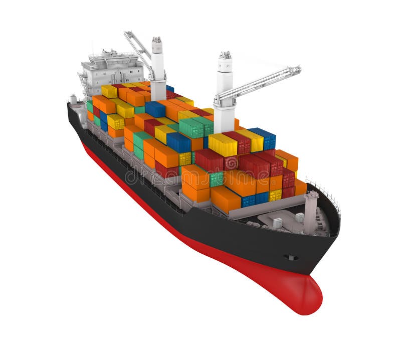 Container Ship Isolated stock illustration. Illustration of industry ...