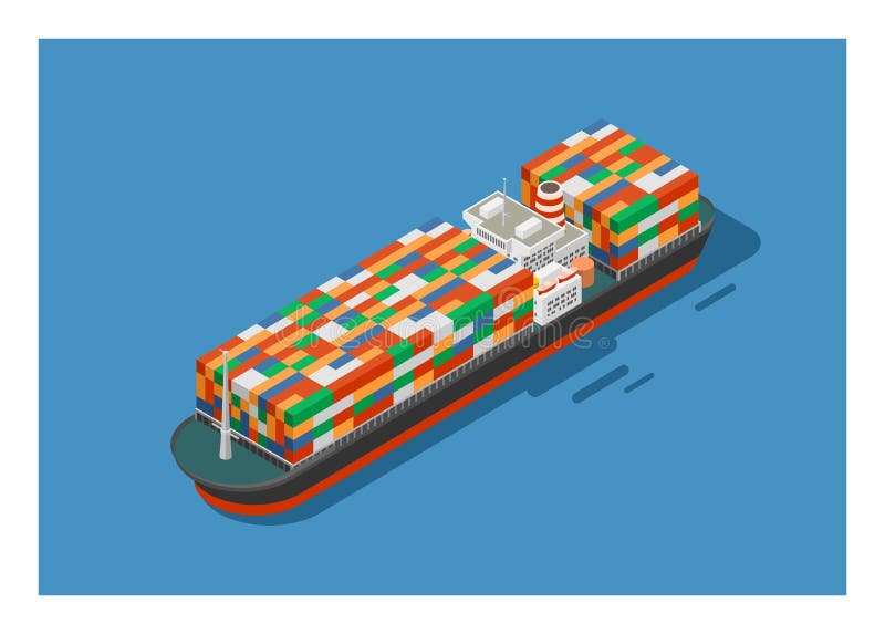 Container Ship in Isometric View. Simple Flat Illustration. Stock ...