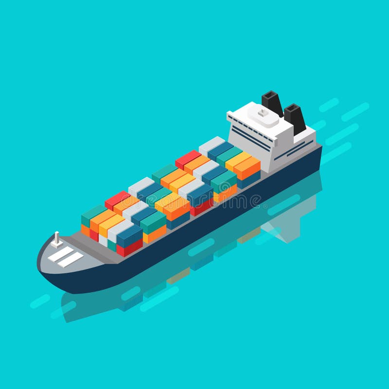 Container Ship In Isometric View Stock Vector - Illustration of boat ...