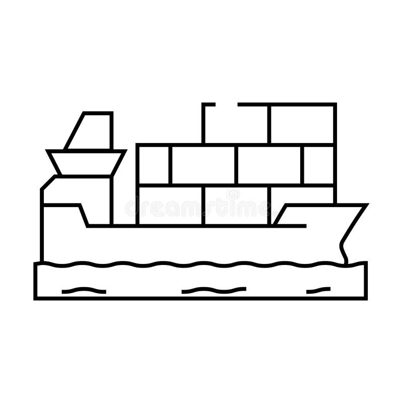 Container Ship Line Icon Vector Illustration Stock Illustration ...