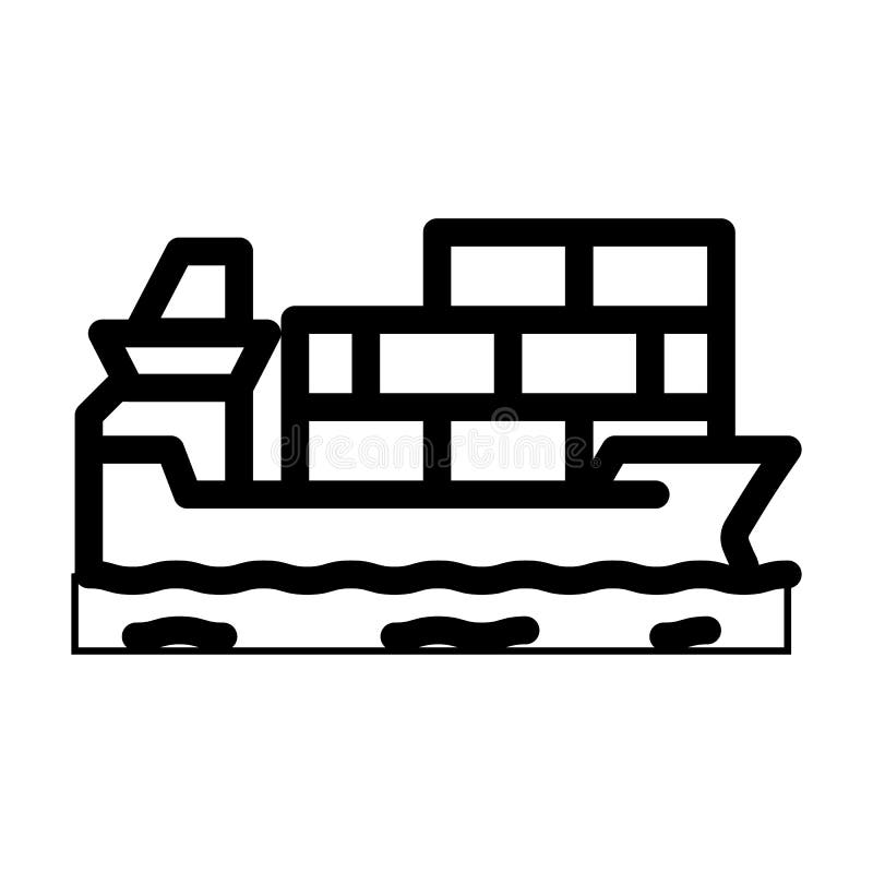 Container Ship Line Icon Vector Illustration Stock Vector ...
