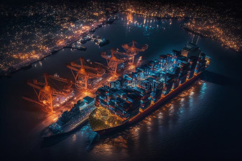 A Container Ship Loading Cargo at a Deep-sea Port. this Mesmerizing ...