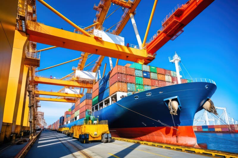 Container Ship Loading, Colorful Cargo for International Trade Stock ...