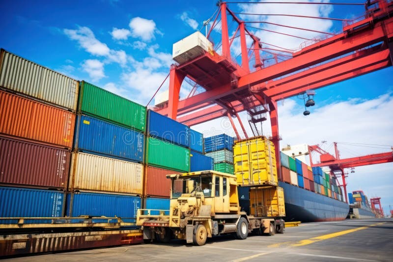 Container Ship Loading, Colorful Cargo for International Trade Stock ...