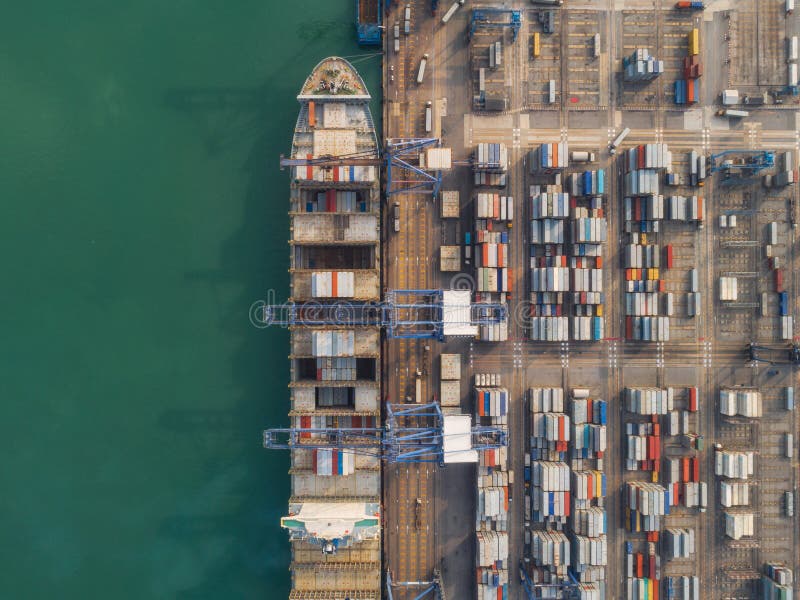 Container Ship Loading from Logistic Hub Stock Photo - Image of ...