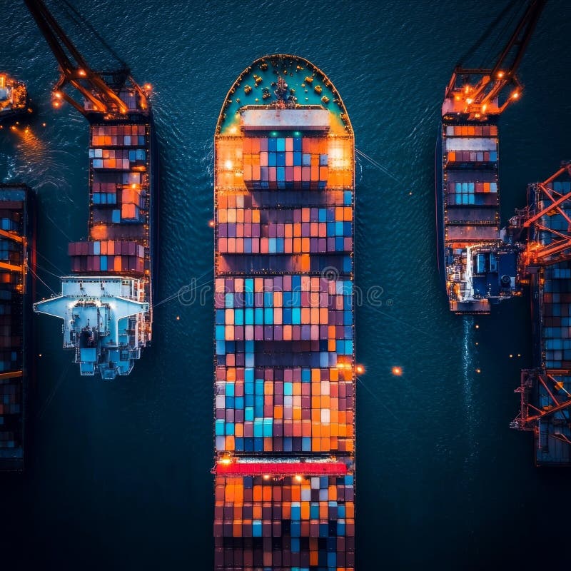 Container Ship, Logistics, and Transportation at a Bustling Port at ...
