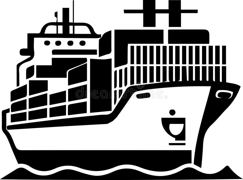 Container Ship Logo Monochrome Design Style Stock Vector - Illustration ...