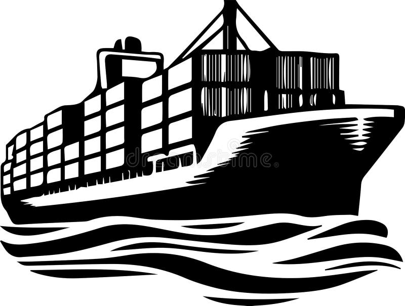 Container Ship Logo Monochrome Design Style Stock Vector - Illustration ...