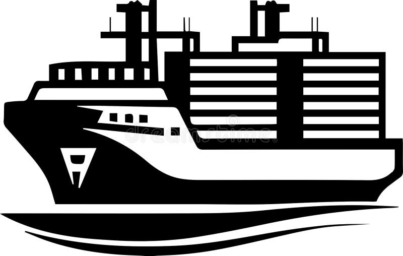 Container Ship Logo Monochrome Design Style Stock Vector - Illustration ...